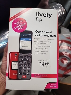 Jitterbug- Lively Flip 2 Phone, Red 889063506991| eBay