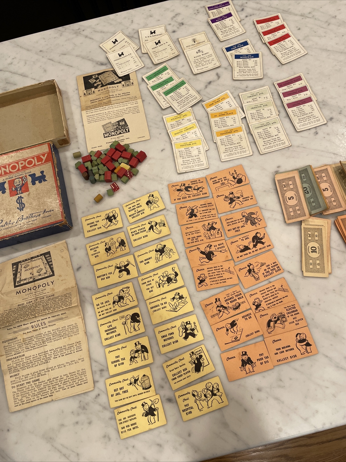 Vintage 1935 Monopoly Game Set complete no board - AS IS See Photos | eBay