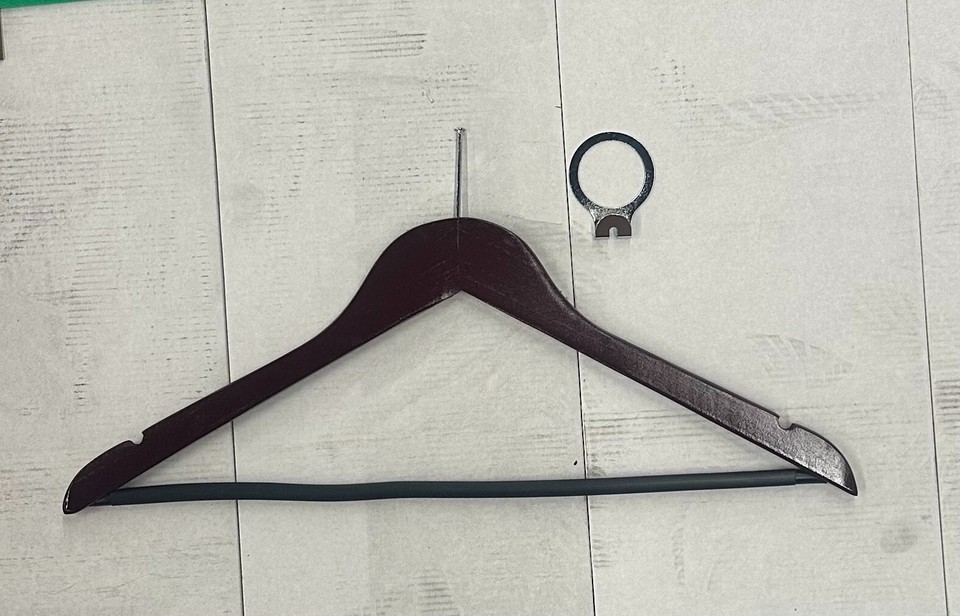 Wooden Coat Hotel Hangers (17.5”) Anti-Theft Security Ring | eBay