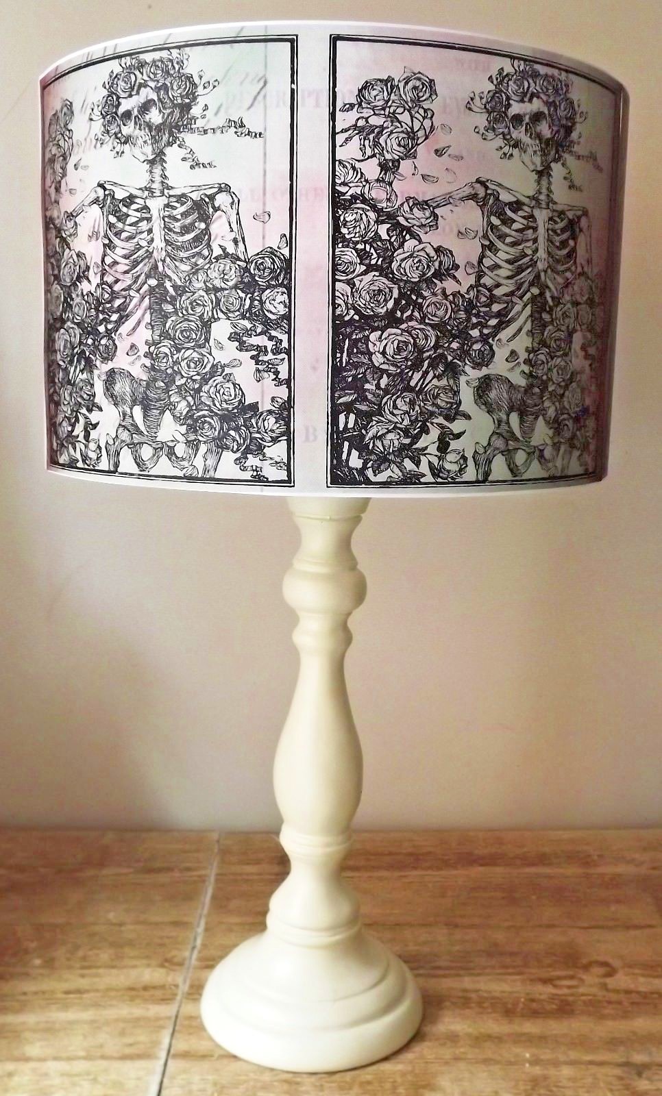 Halloween Lampshade,light shade,Floral Skeleton, pink green, Gothic ...