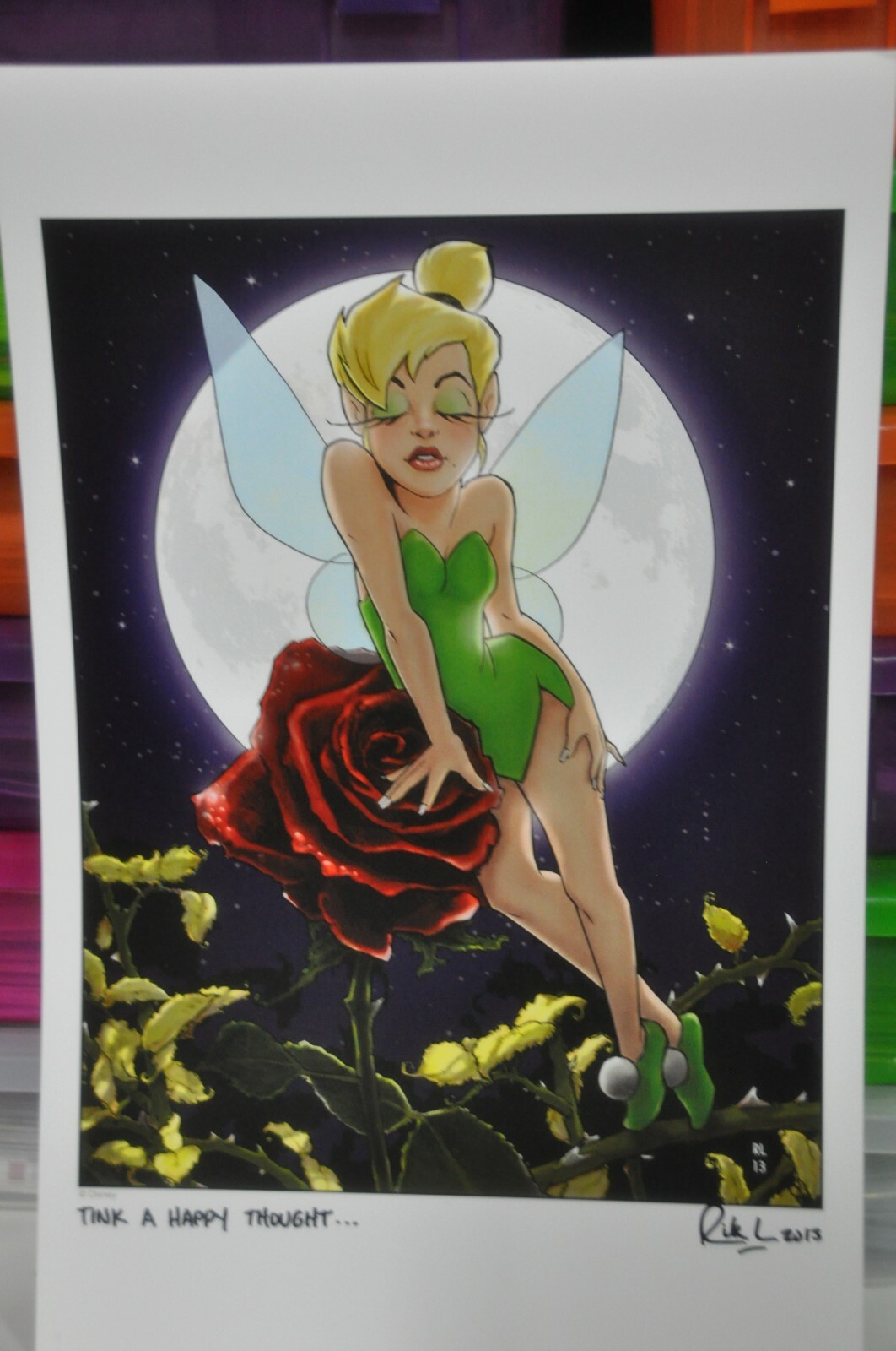 TINKERBELL THINK A HAPPY THOUGHT LITHO SIGNED BY THE ARTIST | eBay