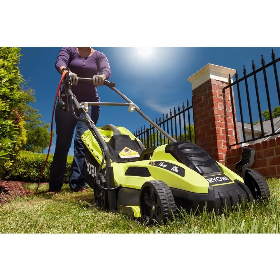 RYOBI 13-inch 11 amp Corded Electric Lawn Mower RYAC130-S 46396022998 ...