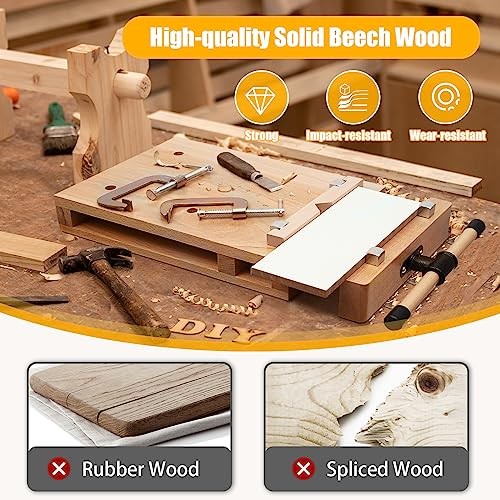 Woodworking Bench Vise - Hard Wood Vise for Workbench with 4 Bench Dogs ...