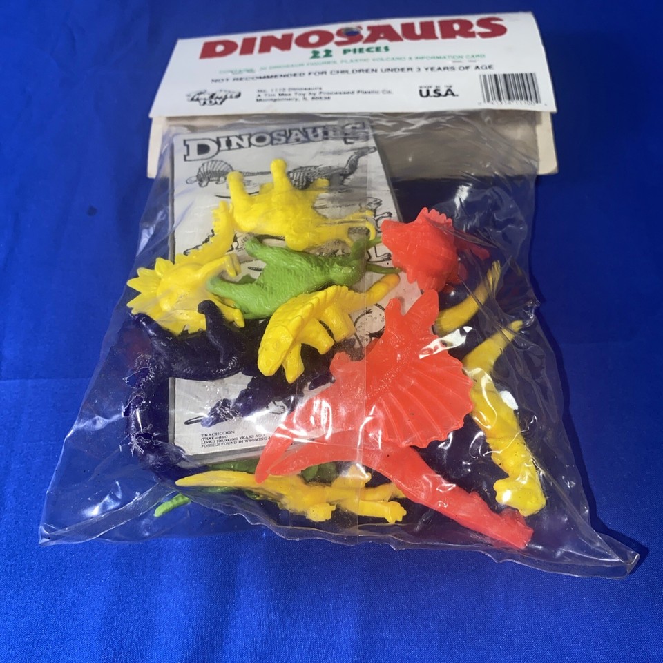 Vintage 90s Tim Mee Toy 22 Piece Dinosaur Volcano Toy Set #1110 Sealed ...