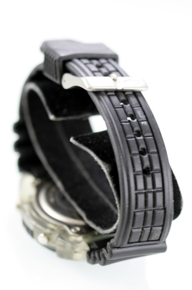 Fossil FSL Men Watch Black Clear Plastic 100m Light Alarm Chron Day ...