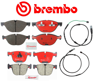 Front Brake Pads & Rear Brake Pad Set OEM Brembo Ceramic + Sensor for ...