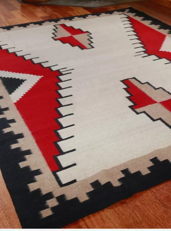 Handwoven Navajo Kilim Wool Rug Southwest Native American Aztec Wool ...