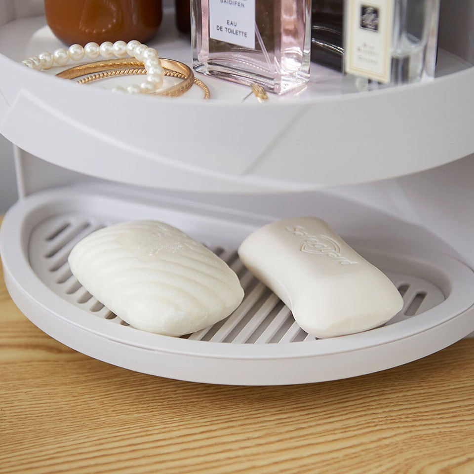 360 Degree Rotating Kitchen Bathroom Shelf Corner Storage Rack Cabinet ...
