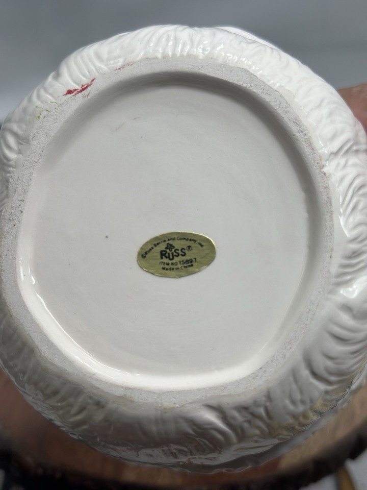 Vintage RUSS Santa Claus Christmas Candy Bowl Trinket Tree Ceramic | eBay