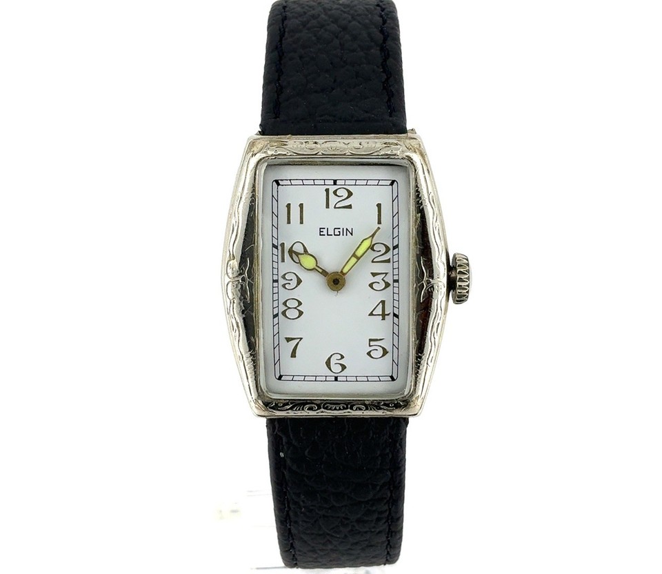 1929 Elgin Mermaid Art Deco 14K White Gold Filled Manual Wind Watch ...