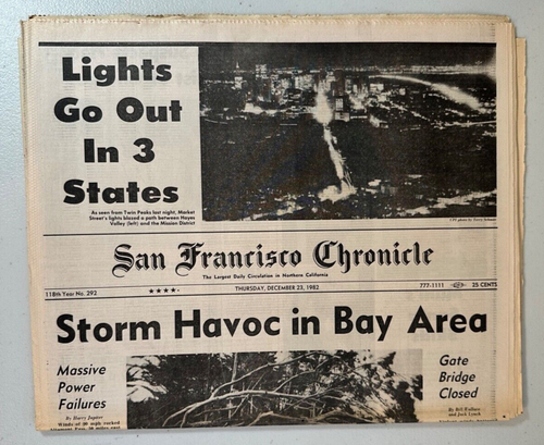 San Francisco Chronicle December 23, 1982 Unread off the Newsstand Cond ...