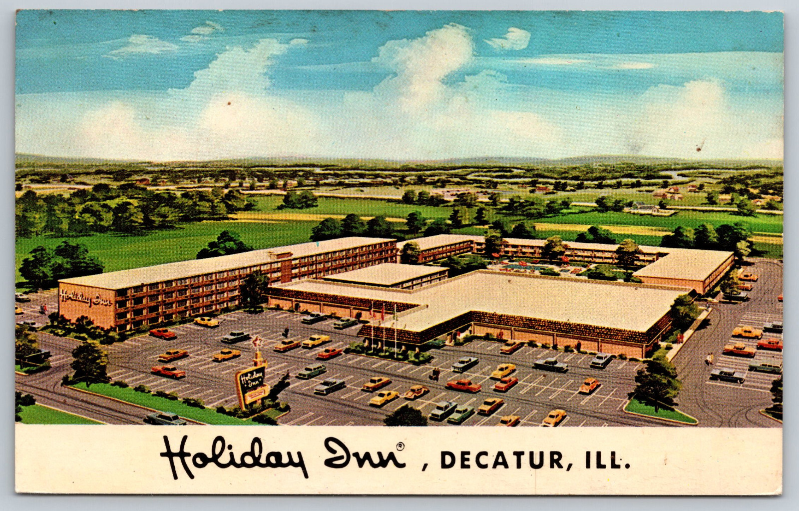 Postcard Holiday Inn Aerial View Decatur, IL G11 | eBay