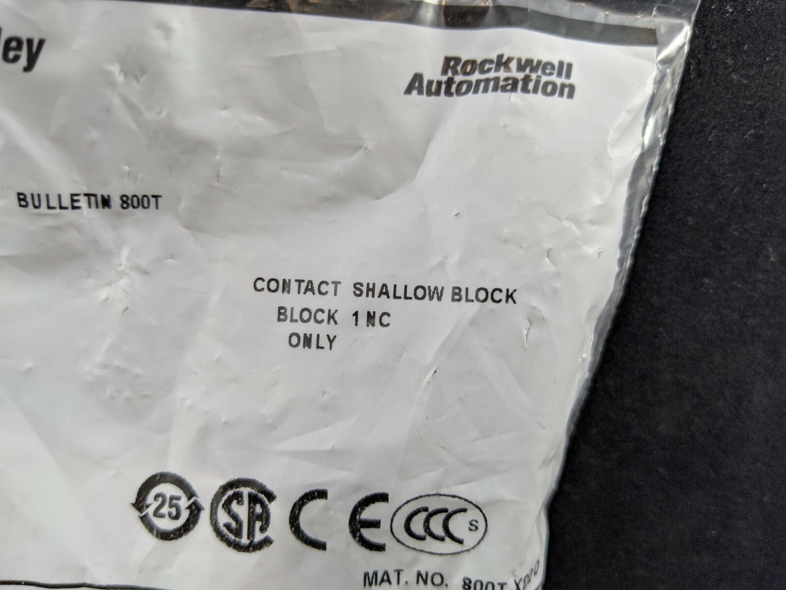 Allen Bradley 800T-XD2 Contact Block Shallow Block 1 N.C. | eBay