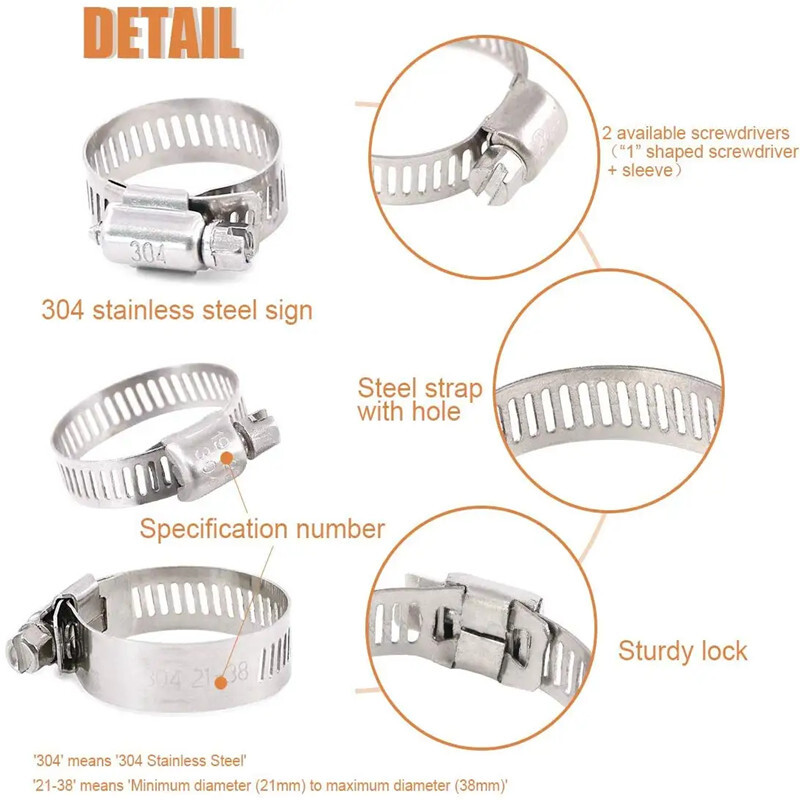 80Pc Car Adjustable Spring Clip Fuel Oil Water Tube Hose Clamp ...