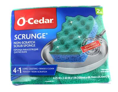 O-Cedar Scrunge Multi-Use Sponge, Non-Scratch, Long-Lasting, Tough, 2 ...