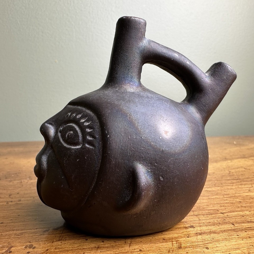 Pre-Columbian Style Blackware Oil Slick Stirrup-Spout Vessel ...