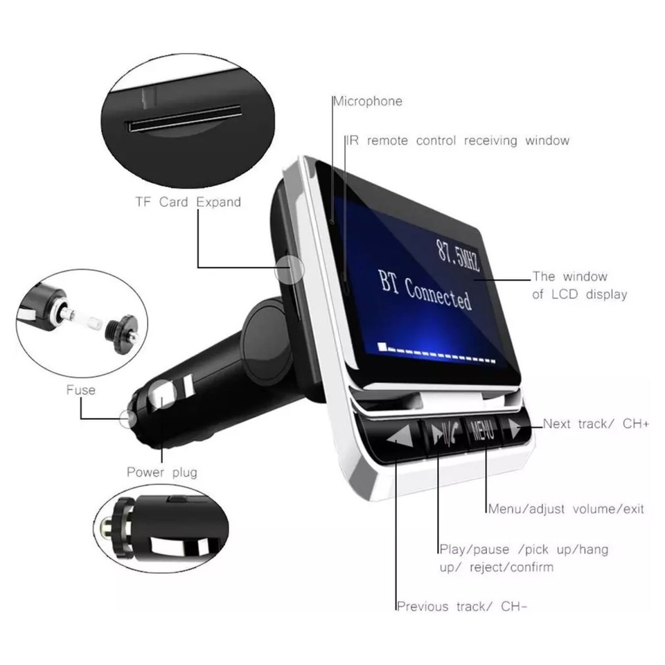 Bluetooth Car FM Transmitter MP3 Player Hands free Radio Adapter USB ...