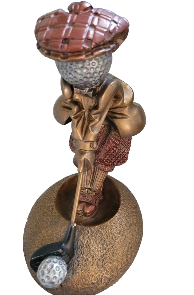 1999 Austin Sculpture Bronze Tone Golf Ball Head Golfer | eBay