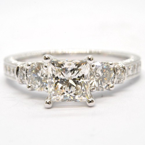 GIA Certified 1.07CT CARAT H VS1 PRINCESS CUT DIAMOND 14K W GOLD ...