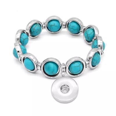 Fit Ginger Snap bracelet 18mm Snap Turquoise Bead stretch KD7873 | eBay