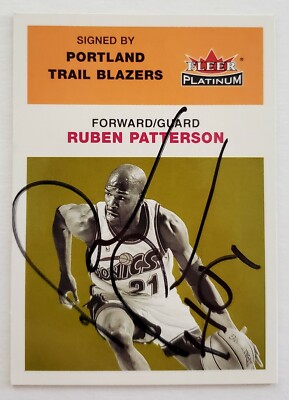 Ruben Patterson Signed 2001-02 Fleer Platinum #140 Card Trail Blazers ...