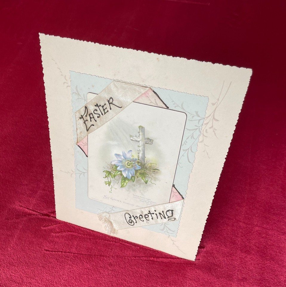 VICTORIAN EASTER CARD w/ MOULDED GILT LETTERING by S. HILDESHEIMER & CO ...