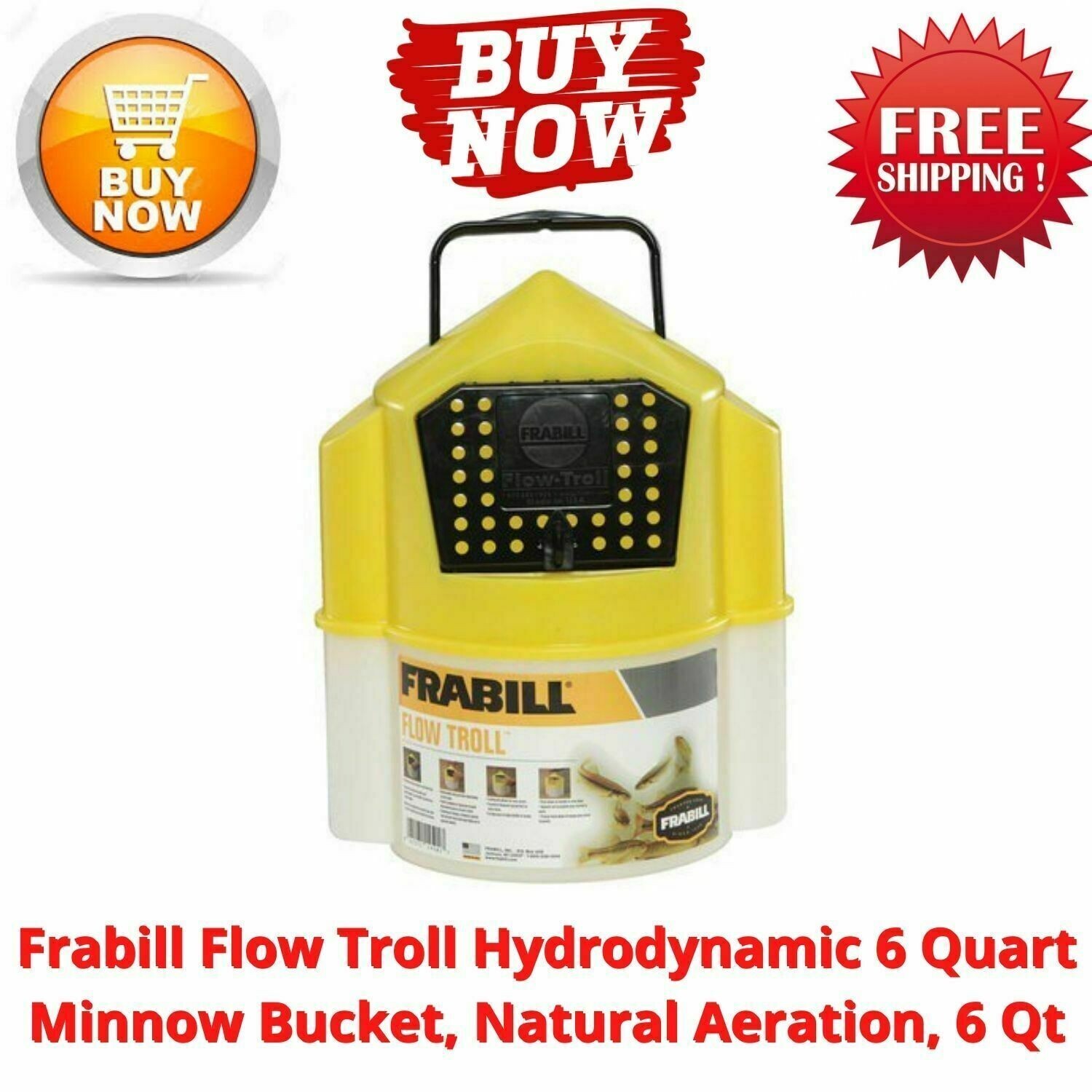 Frabill Flow Troll Hydrodynamic 6 Quart Minnow Bucket, 6 Qt | eBay