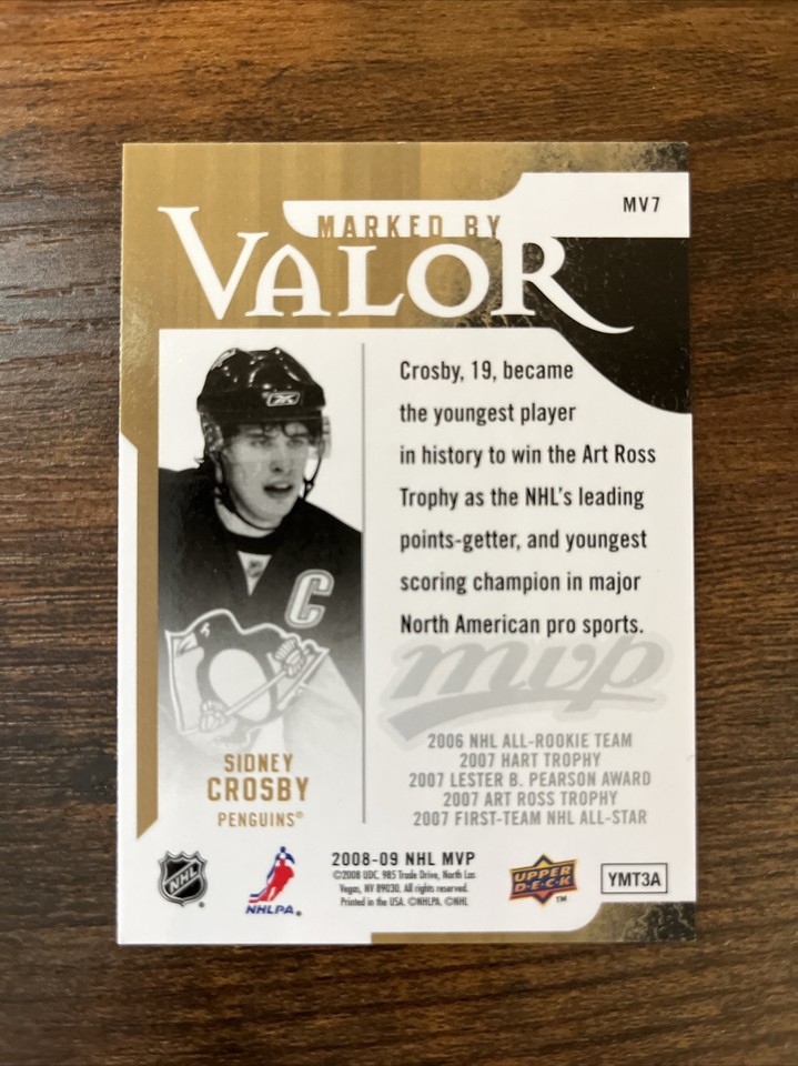 2008-09 Upper Deck MVP Marked By Valor #MV7 Sidney Crosby Pittsburgh ...