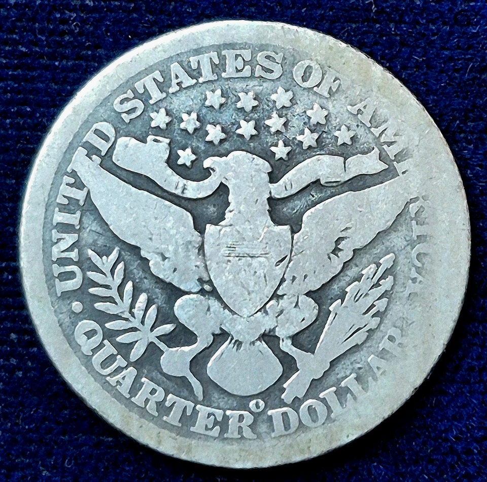 1899-O Barber 90% Silver Quarter G+ Good Features U.S. 25c Coin | eBay