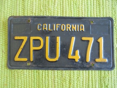 1963 California License Plate CA BLACK Tag ZPU 471 | eBay