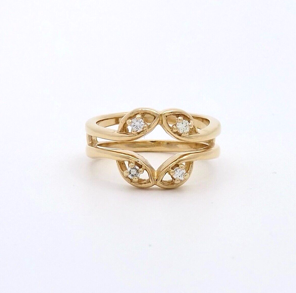 14k Gold Natural Diamond Engagement Ring Enhancer Insert Wedding Band ...