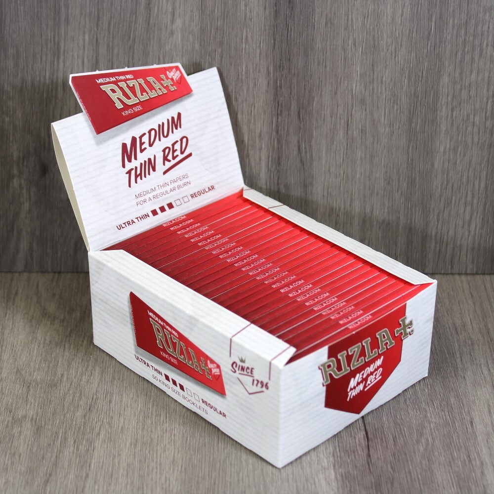 Rizla Red Medium Thin Regular Kings Size rolling papers GX (Sealed Box ...