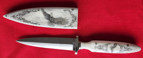 CUSTOM STILETTO W/ SCRIMSHAW MOOSE BONE HANDLES | eBay