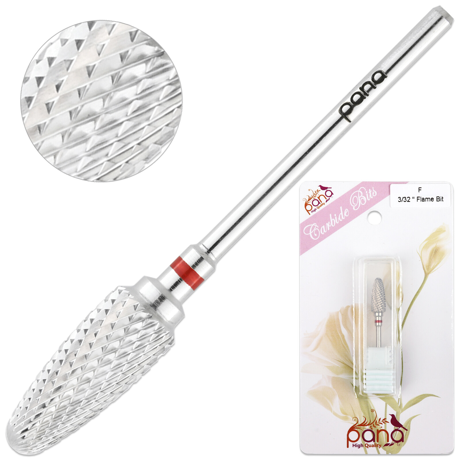 Professional Silver Flame Carbide Nail Drill Bit Fine Grit | eBay