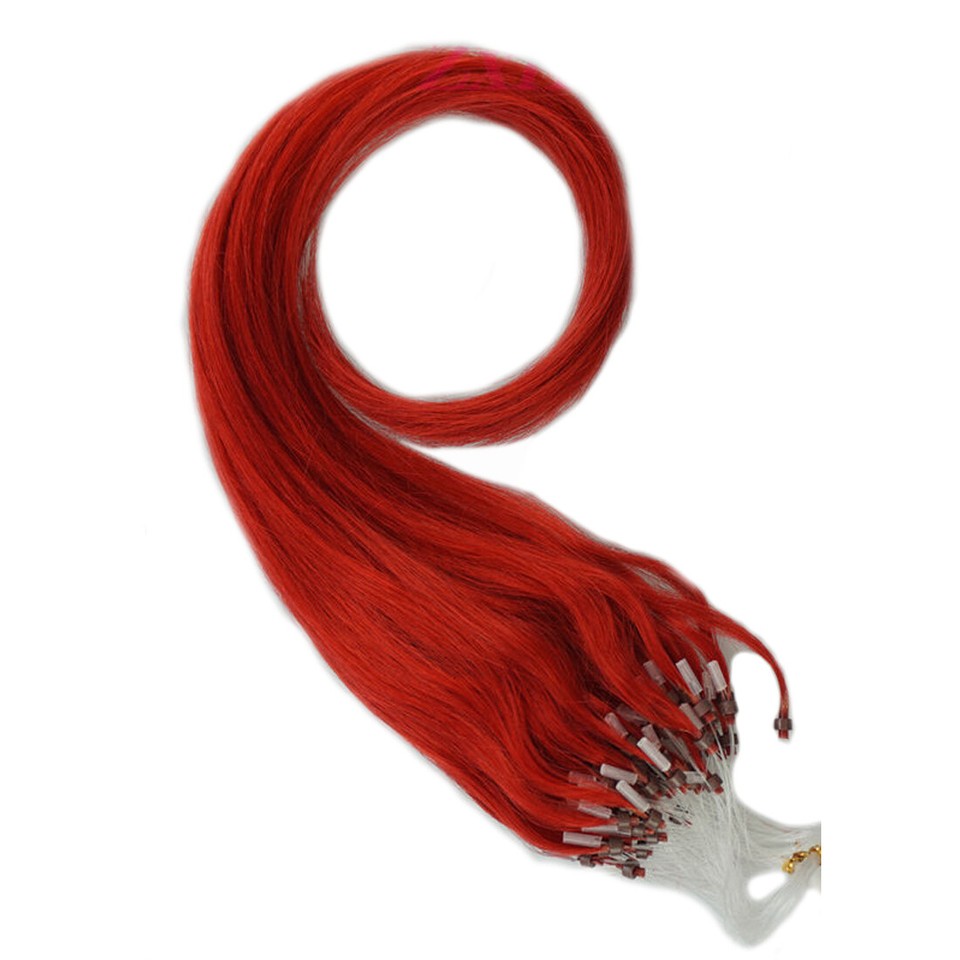 Pre-Looped Fish Line Micro Ring Beads Link Hair Extensions Real Remy ...