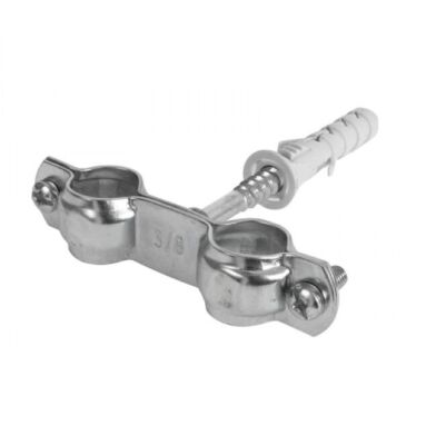 Pipe Double Bracket with Screw Lined Tube Holder Metal Clamp Clip Steel ...