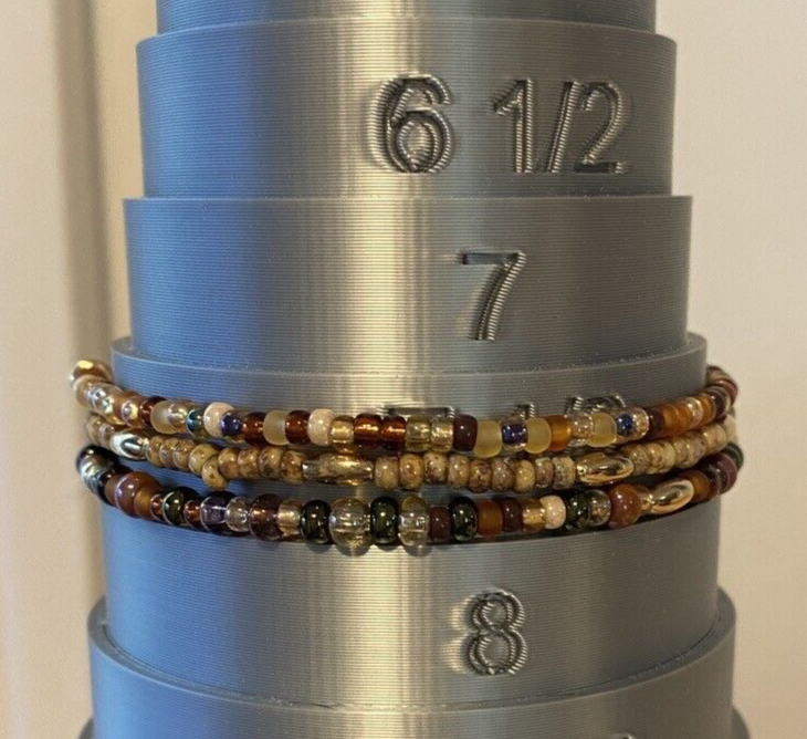 Ladies Set of 3 Bracelets. Earth Tones. Pretty. Stretch. 7.5 inch. Gift ...