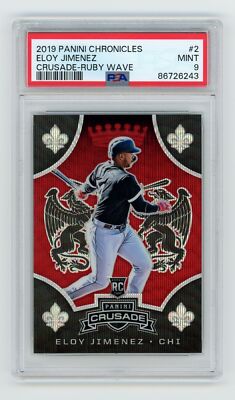 2019 Panini Chronicles Crusade #2 Eloy Jimenez Ruby Wave /199 RC PSA 9 ...