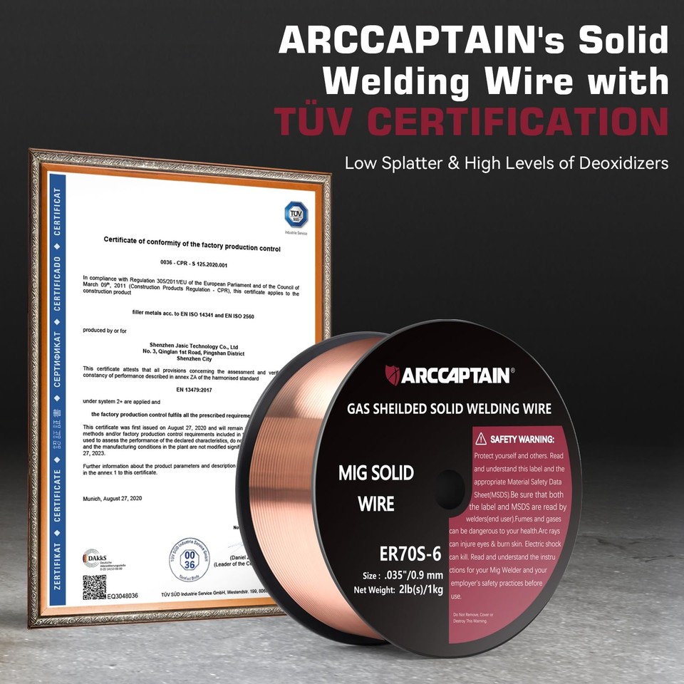 ARCCAPTAIN Mig Welding Wire, Wire ER70S-6 2Lbs Gas Solid 0.035" 2Lb | eBay