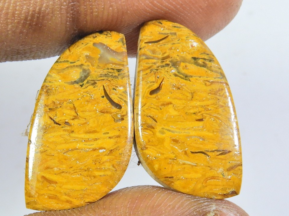 23Cts.Natural Mariam jasper Matched pair Fancy Cabochon Gemstone ...