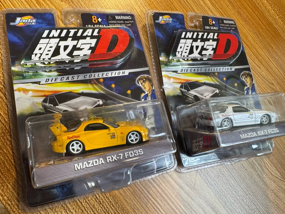 Initial D 1:64 Scale JADA Mazda RX-7 FC3S and RX-7 FD3S Model Drift Car ...