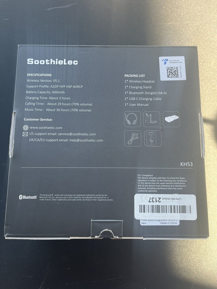 Soothielec KH53 Wireless Bluetooth Headset V5.1 with Noise Canceling ...