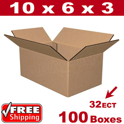 100- 10x6x3 Cardboard Boxes Mailing Packing Shipping Box 32ECT ...