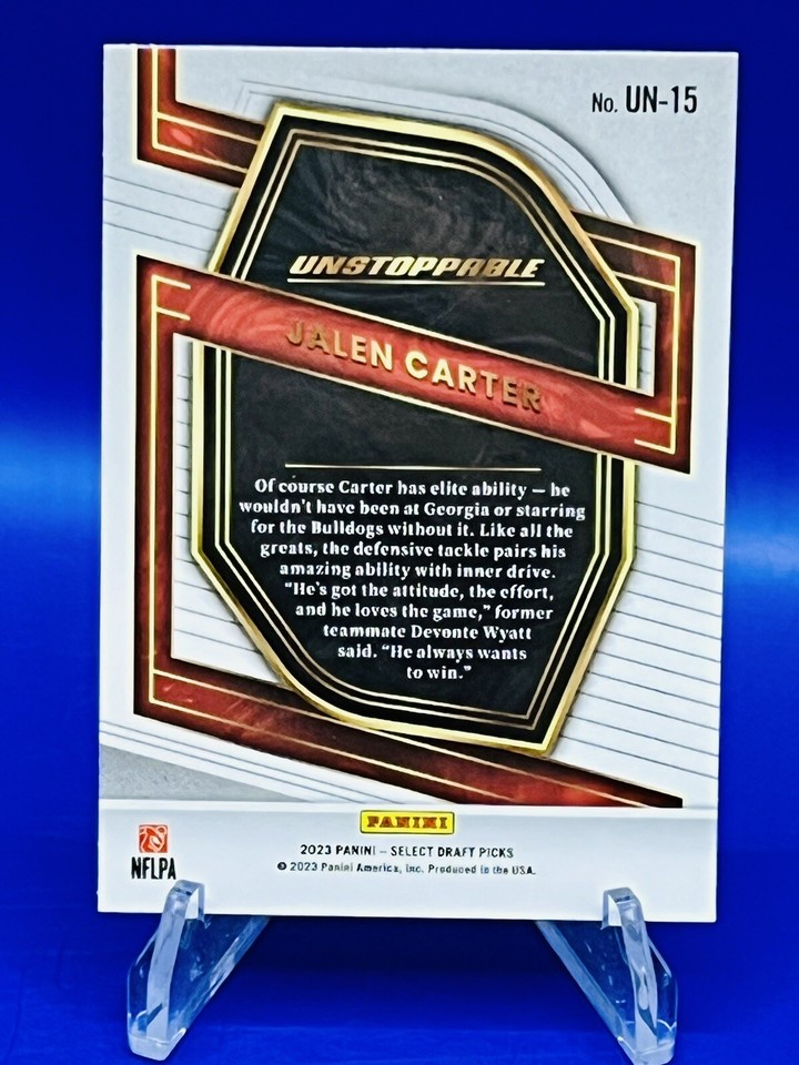 2023 Select Draft Picks Unstoppable UN-15 Jalen Carter RC Georgia ...