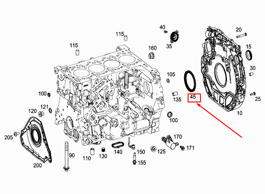 MERCEDES-BENZ GLE W167 Engine Radial Shaft Sealing Ring A0169972046 NEW ...