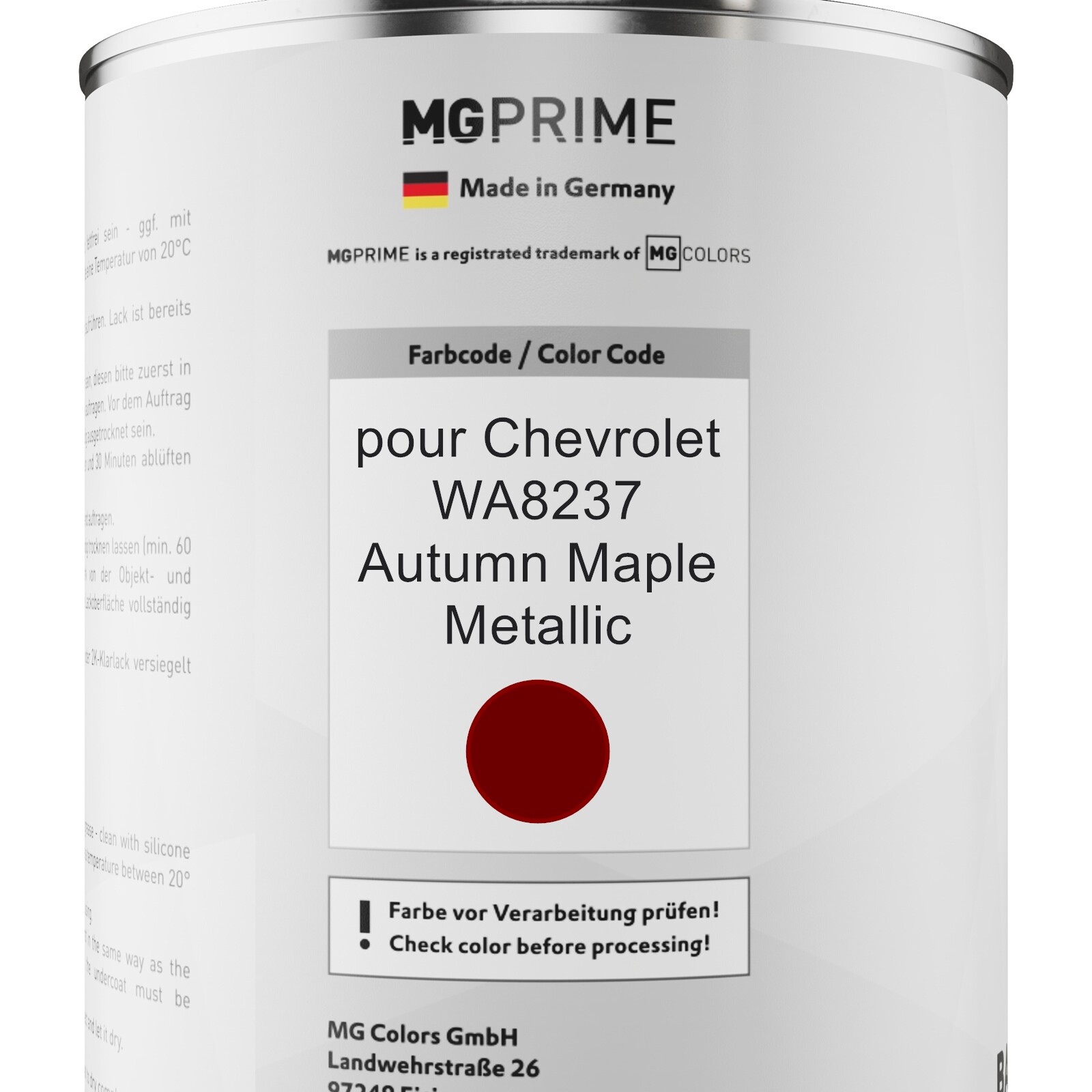 Peinture Voiture pot pour Chevrolet WA8237 Autumn Maple Metallic 1,0l ...
