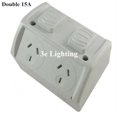 15A Weather Proof Double Power Point GPO 15 Amp Socket Waterproof ...
