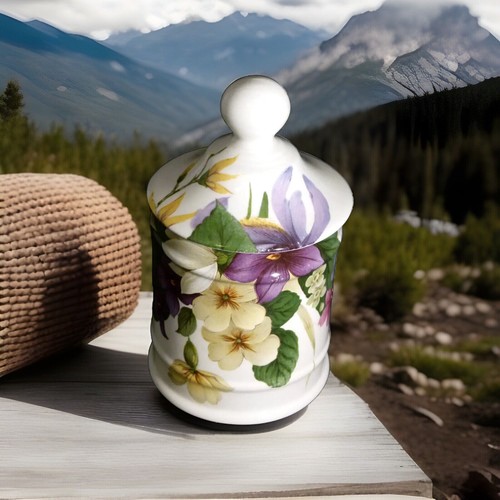James Kent Hadida Bathroom Collection Ceramic Lidded Pot Holder Floral ...