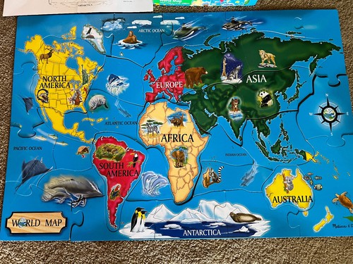 Melissa & Doug World Map Floor Puzzle 33 Jumbo Pieces 2' x 3' Complete ...