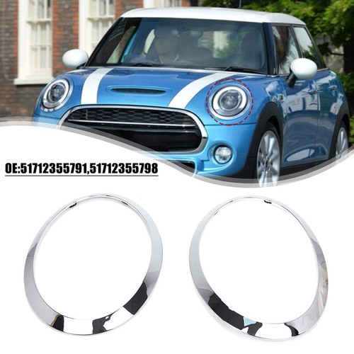 2PC Chrome Headlight Ring Bezel Cover Trim For Mini Cooper F55 F56 F57 ...
